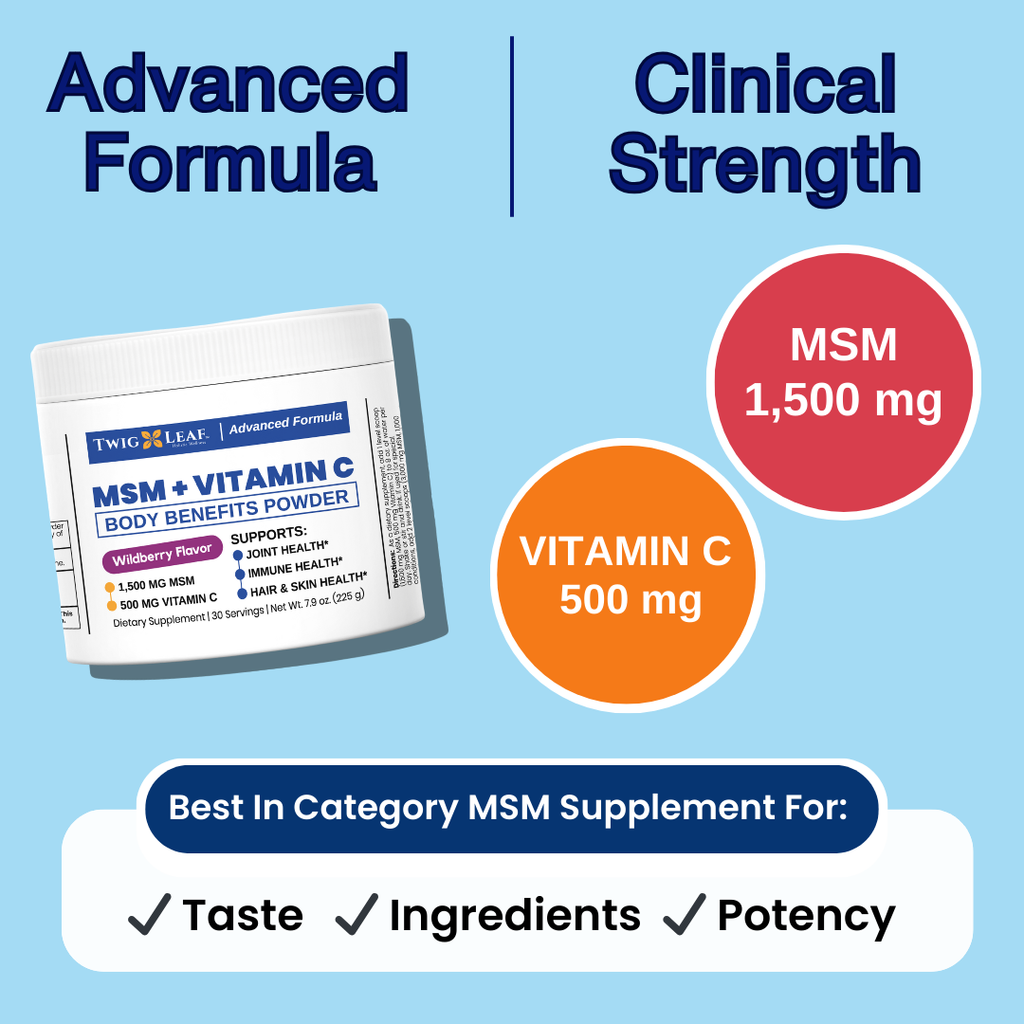 MSM + VITAMIN C | Body Benefits Powder | Twig & Leaf Wellness