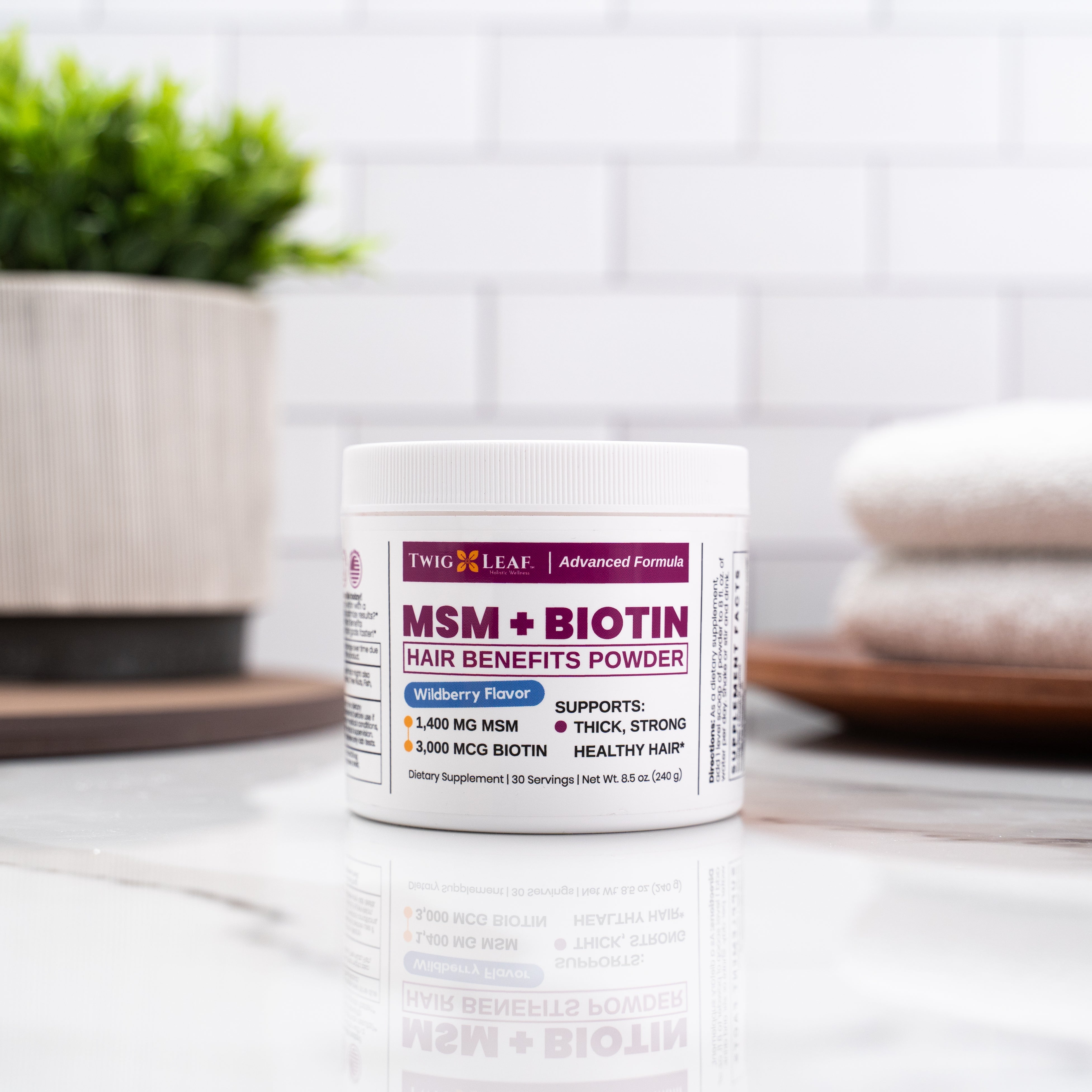 MSM + BIOTIN | Hair Benefits Powder | Twig & Leaf Wellness